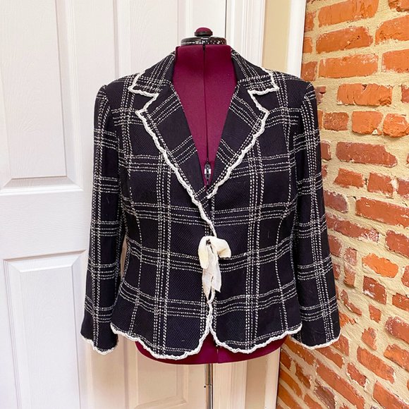 ECI | Jackets & Coats | Eci New York Black Cream Tweed With Lace Trim ...